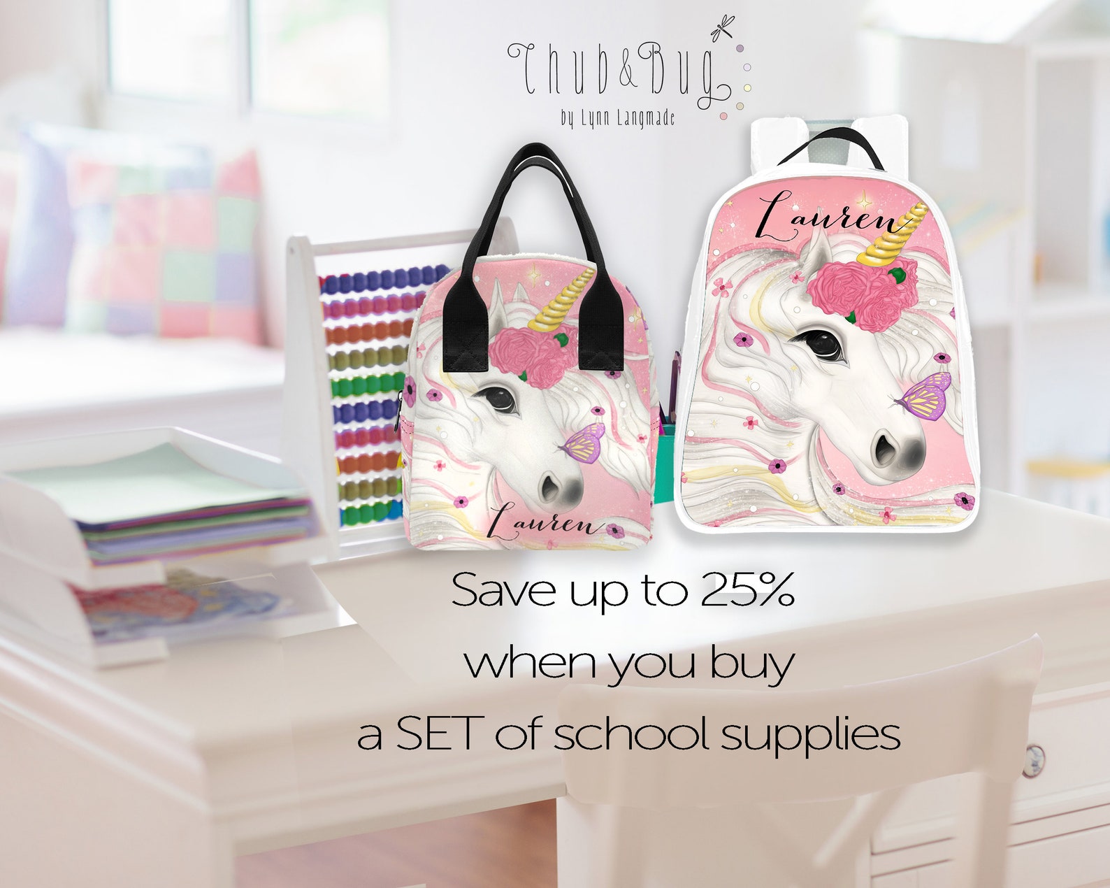 Unicorn Backpack and Lunch Bag Personalized Backpack With Matching ...