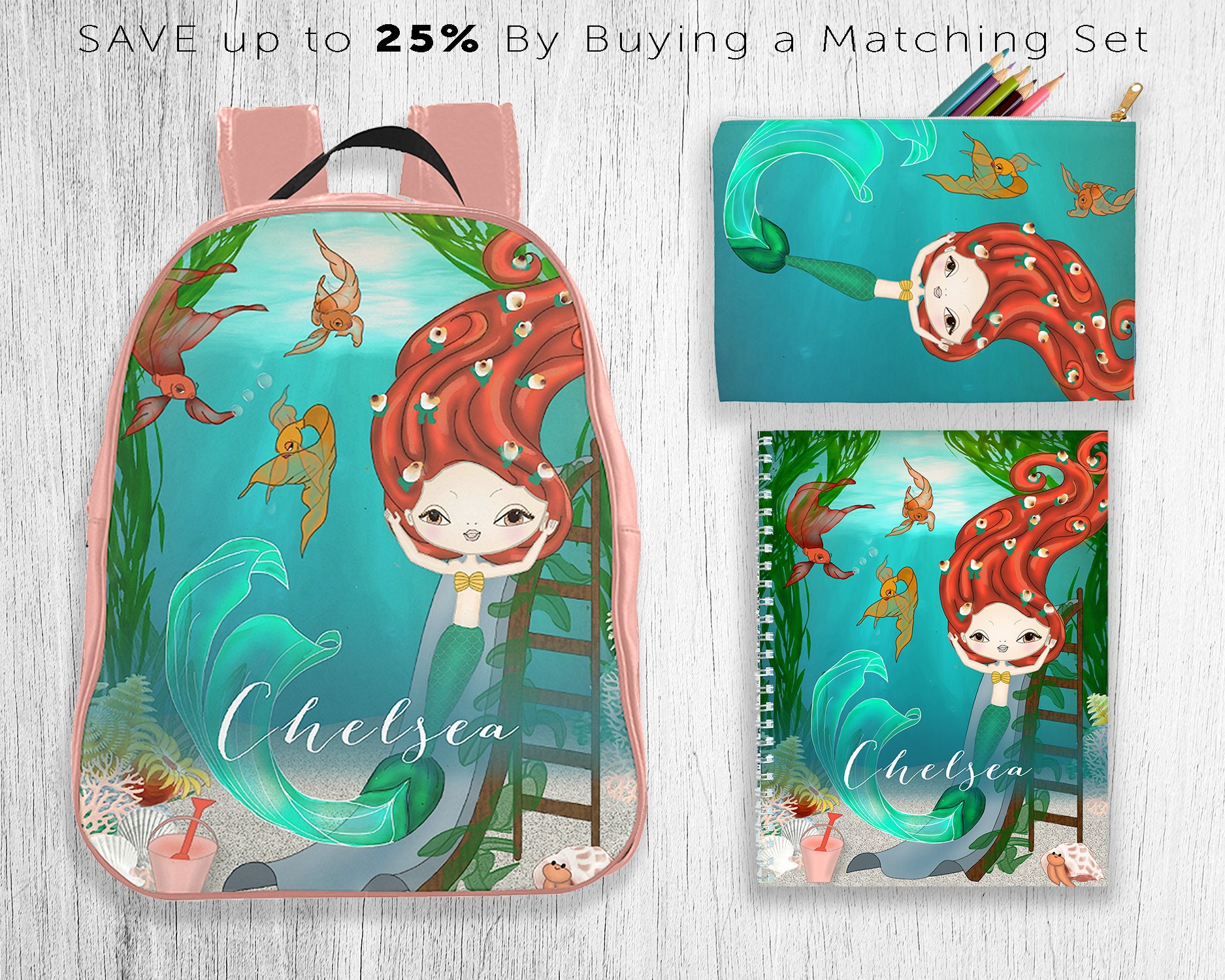 Notebooks for Girls - Little Mermaid Notebook, Etsy Custom Notebook ...