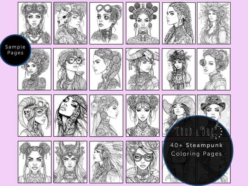 Steampunk Portrait Coloring Kit: Metallic & Skin Tone Markers - Etsy
