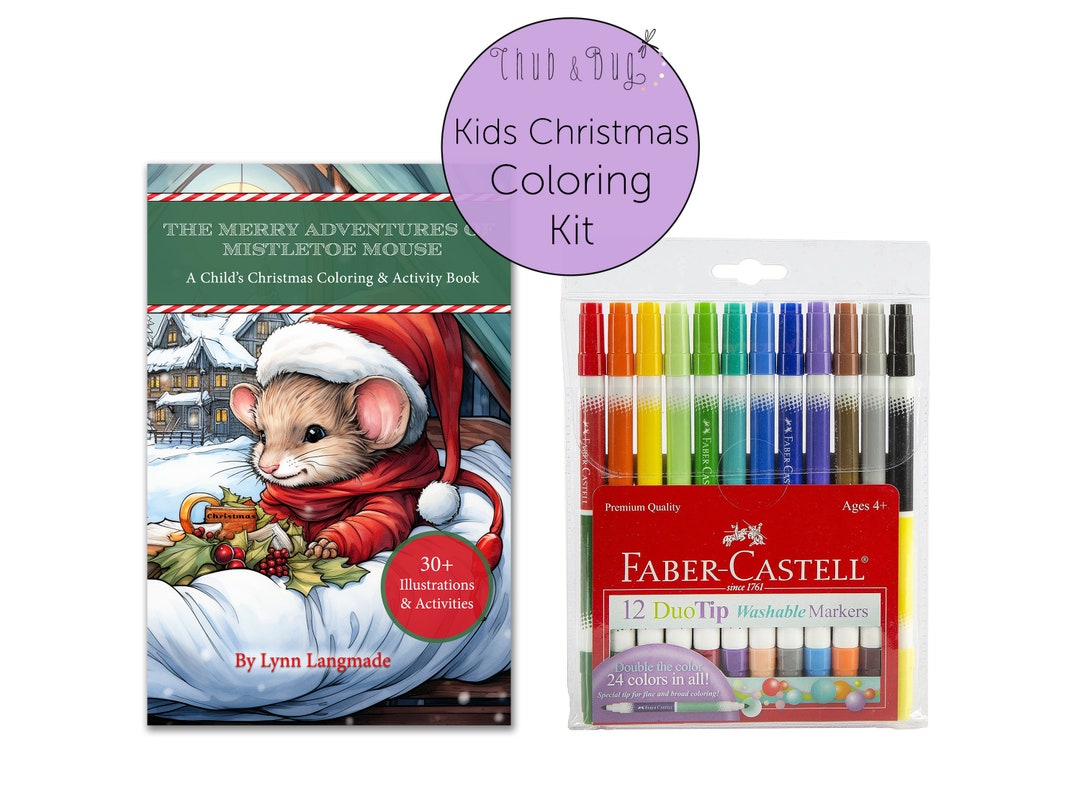 Kids Christmas Coloring Kit - Coloring Set of 1 Holiday Activity Book ...