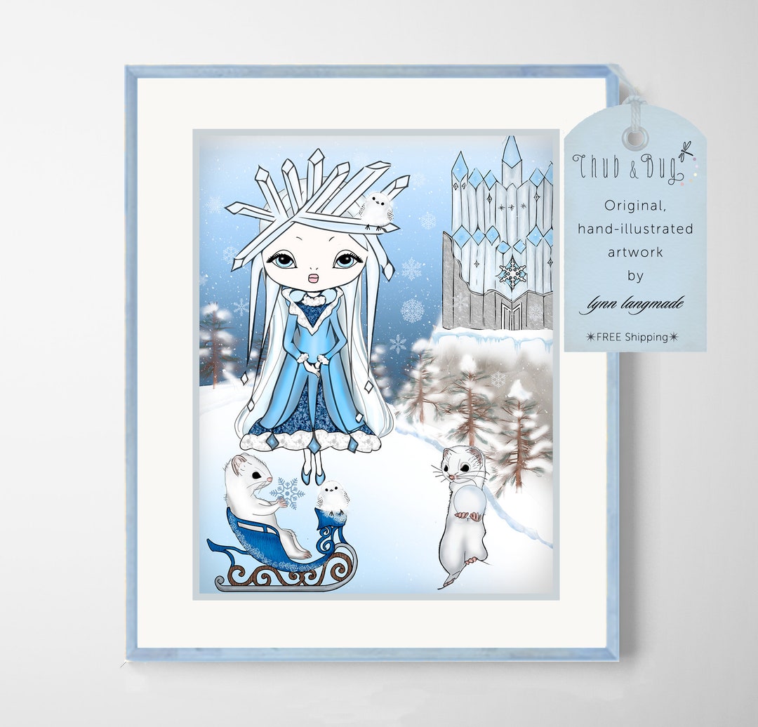 Snow Queen Print for Kids Cute Ice Queen Princess Illustration, Kids ...