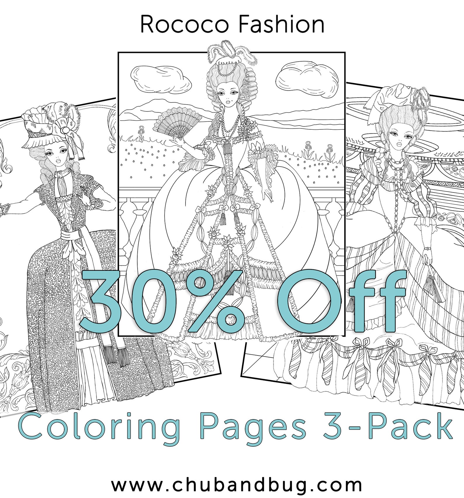 Coloring Printable Rococo Fashion Rococo Dress Ball Gown - Etsy