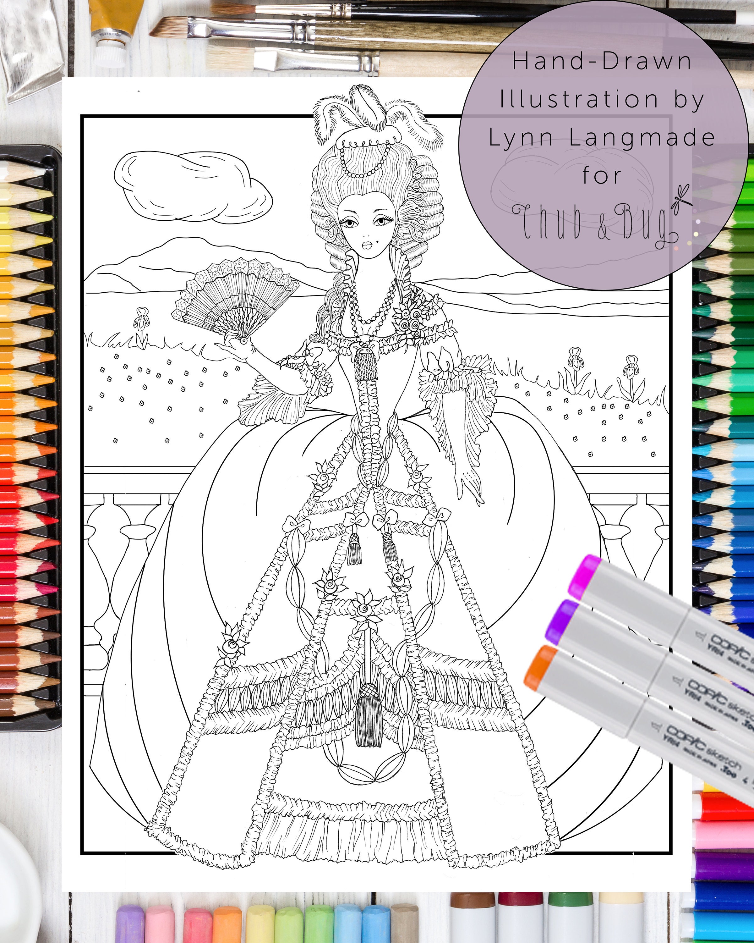 Coloring Printable Rococo Fashion Rococo Dress Ball Gown - Etsy