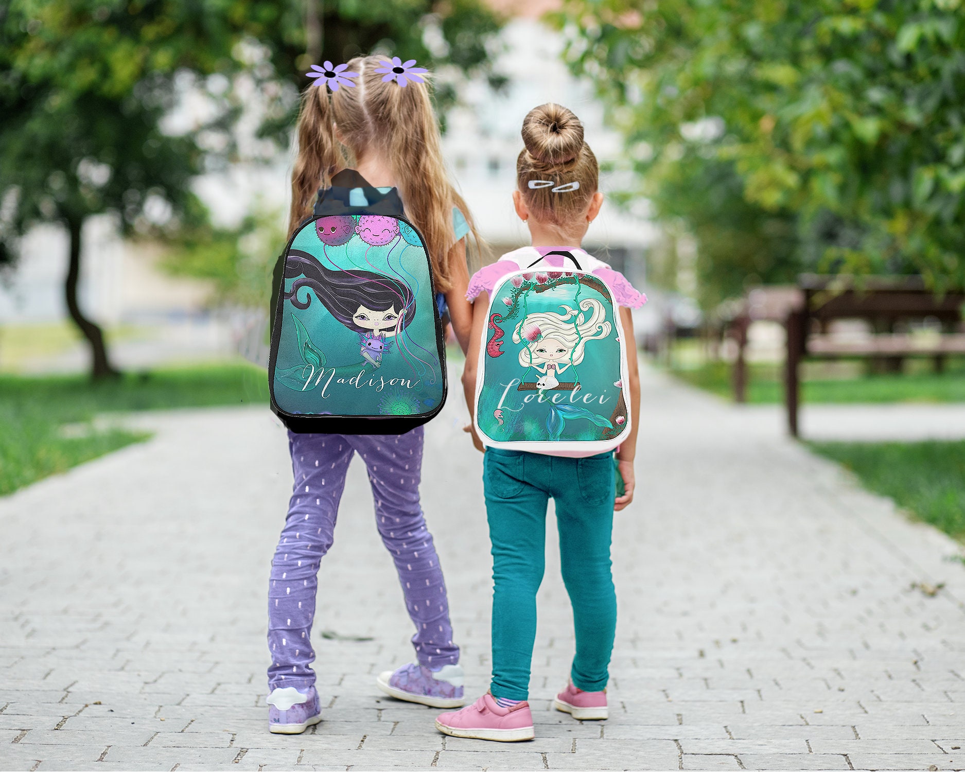 Mermaid Bookbag Personalized Backpacks for Girl Custom Kids - Etsy
