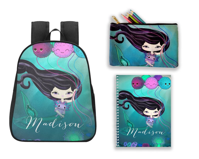Mermaid School Supplies Set Personalized Back to School - Etsy