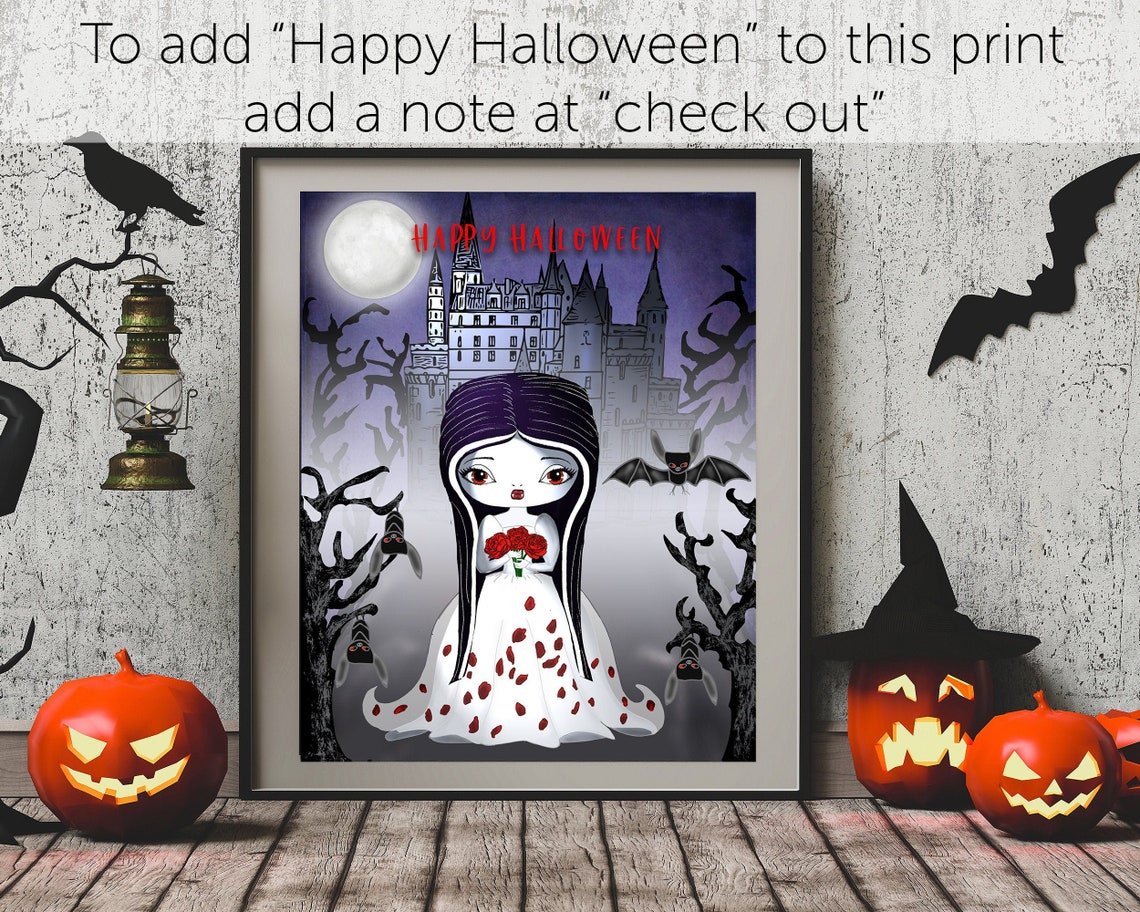 Vampire Illustration Print Cute Halloween Kawaii Halloween | Etsy