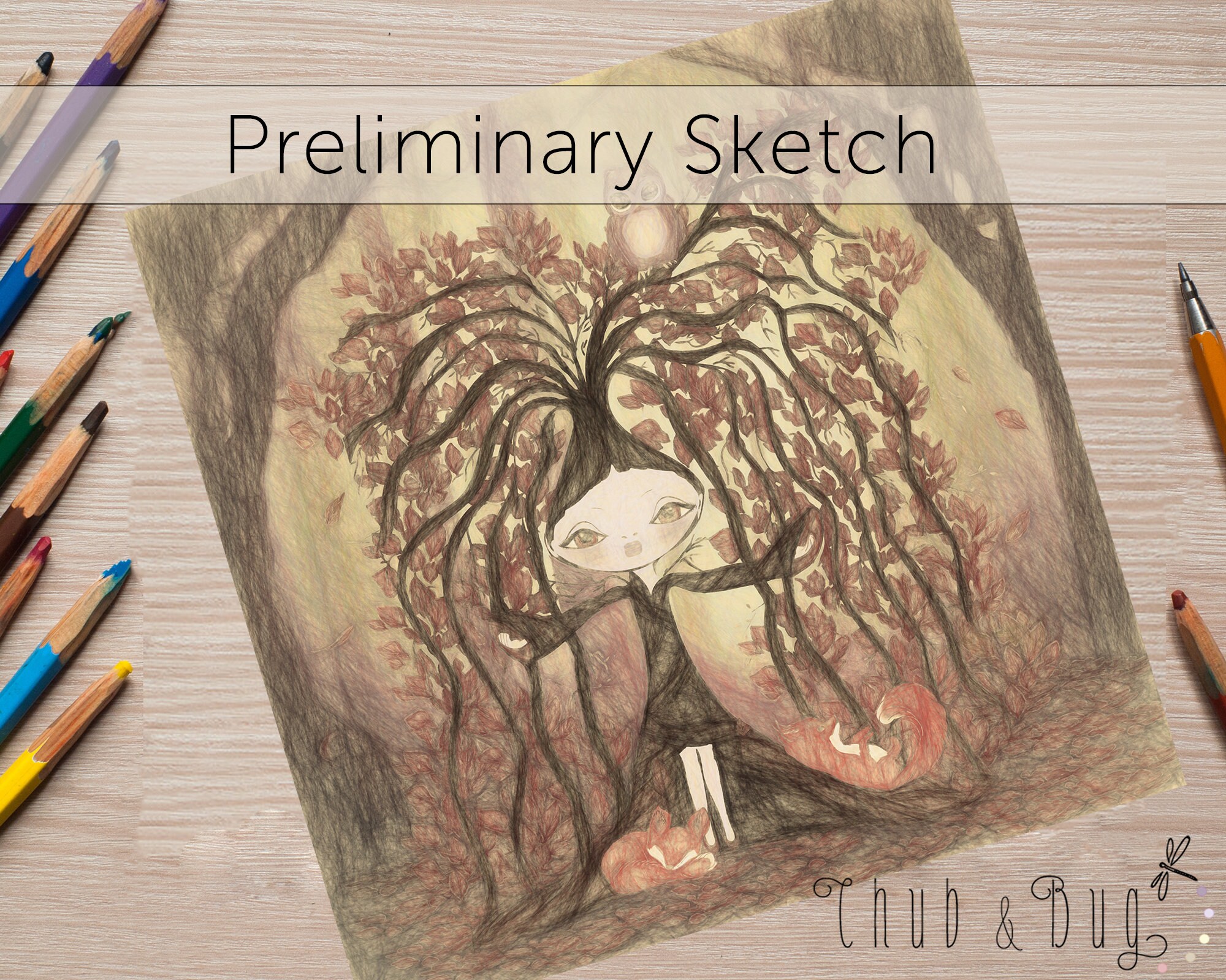 Autumn Wall Art - Whimsical Tree Art, Woodland Wall Art, Fantasy ...