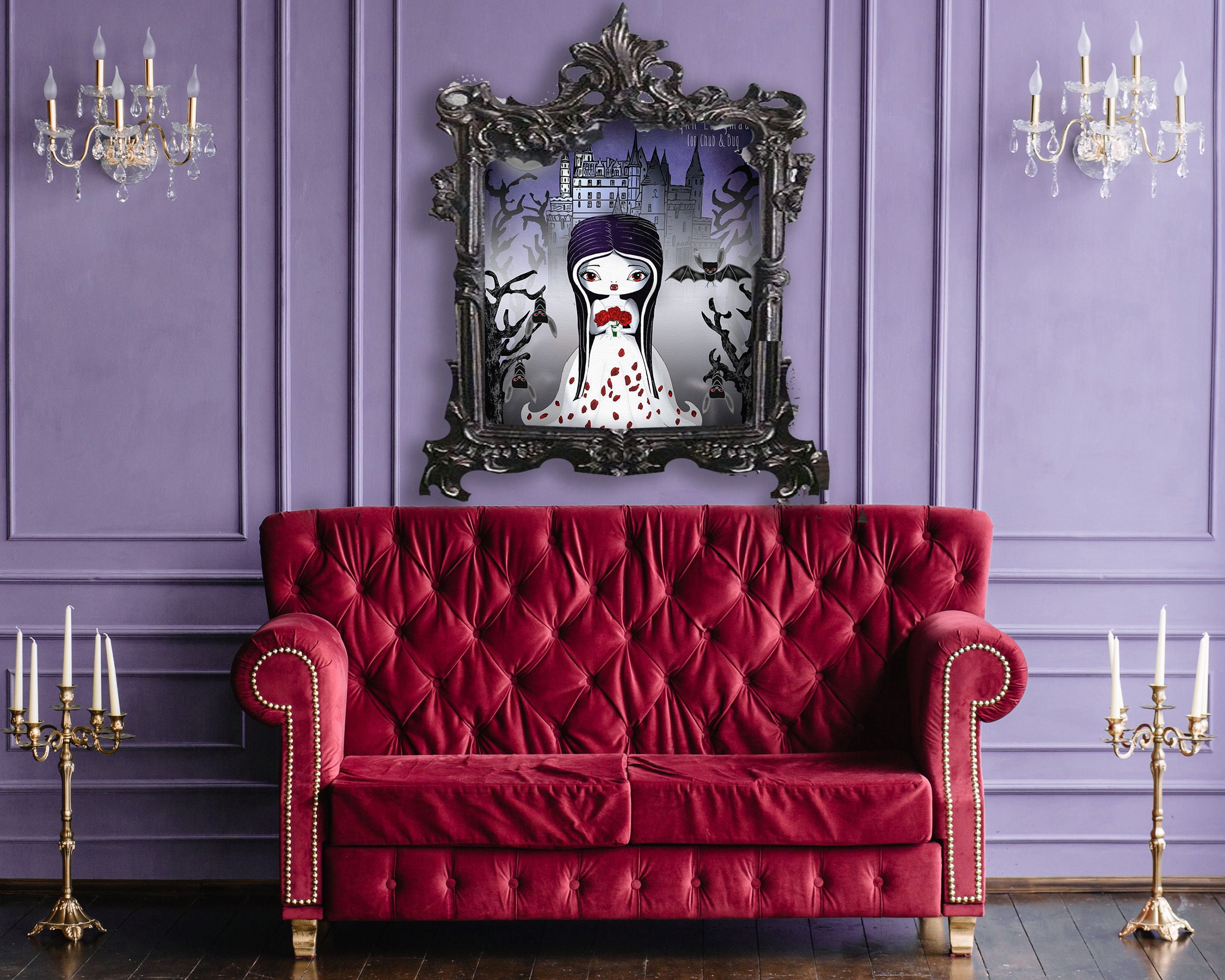 Vampire Illustration Print Cute Halloween, Kawaii Halloween 11x14 ...