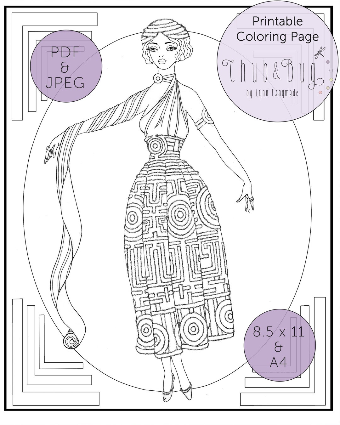 Adult Coloring Page - Historical Fashion, 1920s Fashion, Roaring 20s ...