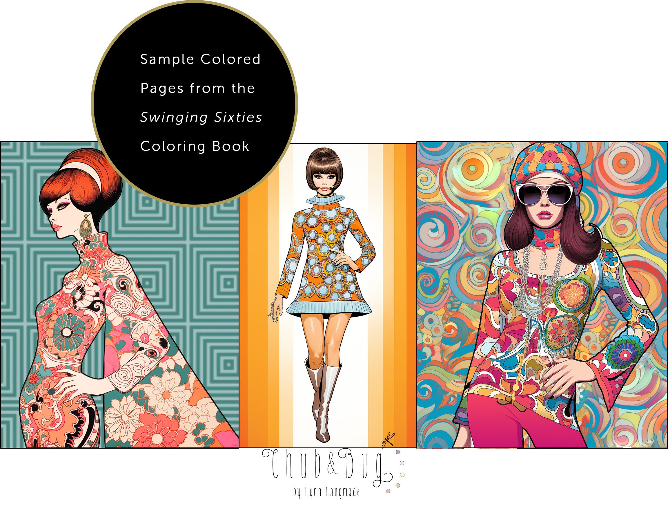 1960s Fashion Coloring Book: "swinging Sixties" | 60+ Haute Couture ...