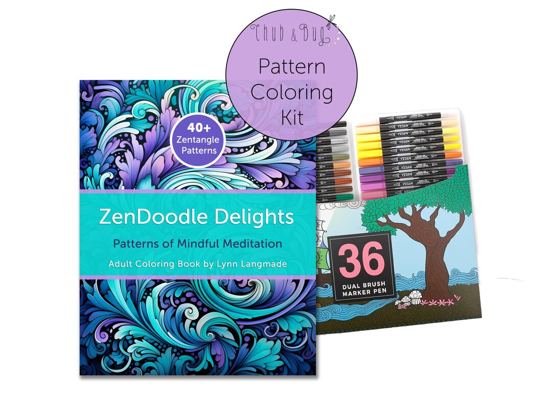Zendoodle Coloring Kit: Adult Coloring Book & 36 Dual-tip Markers - Etsy