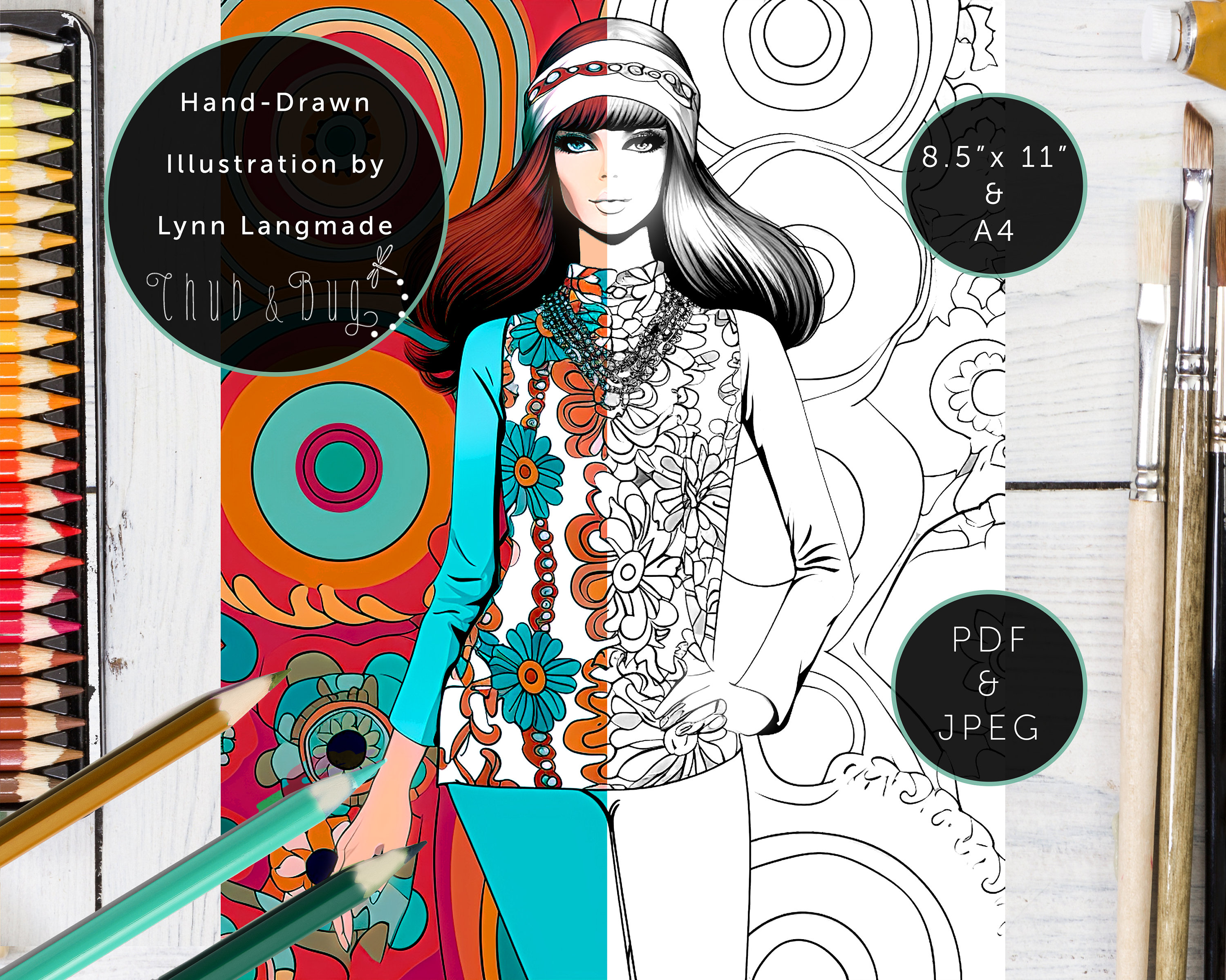 1960s Fashion Coloring Book: "swinging Sixties" | 60+ Haute Couture ...