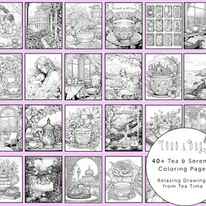 Mother's Day Tea Time Coloring Book - 40 Relaxing Tea Coloring Pages ...