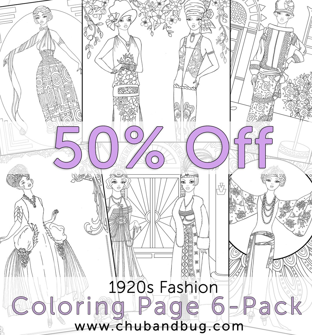 1920s Fashion Coloring Pages - Roaring 20s Art (PDF) - Etsy