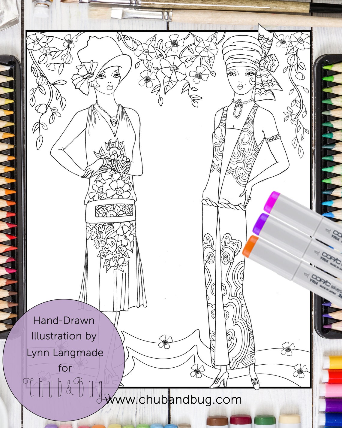Coloring Pages 6 Pack Fashion Coloring 1920s Paris Fashion - Etsy Singapore