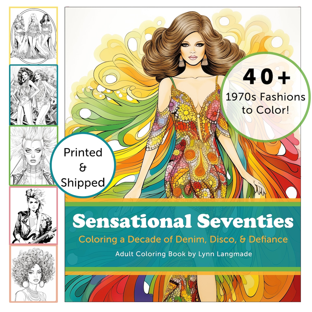 1970s Fashion Coloring Book: Sensational Seventies | 40+ Haute Couture ...