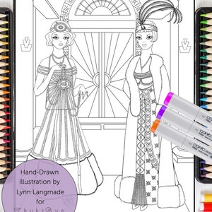 Printable Coloring - Roaring 20s, 1920s Fashion, Art Deco Design ...