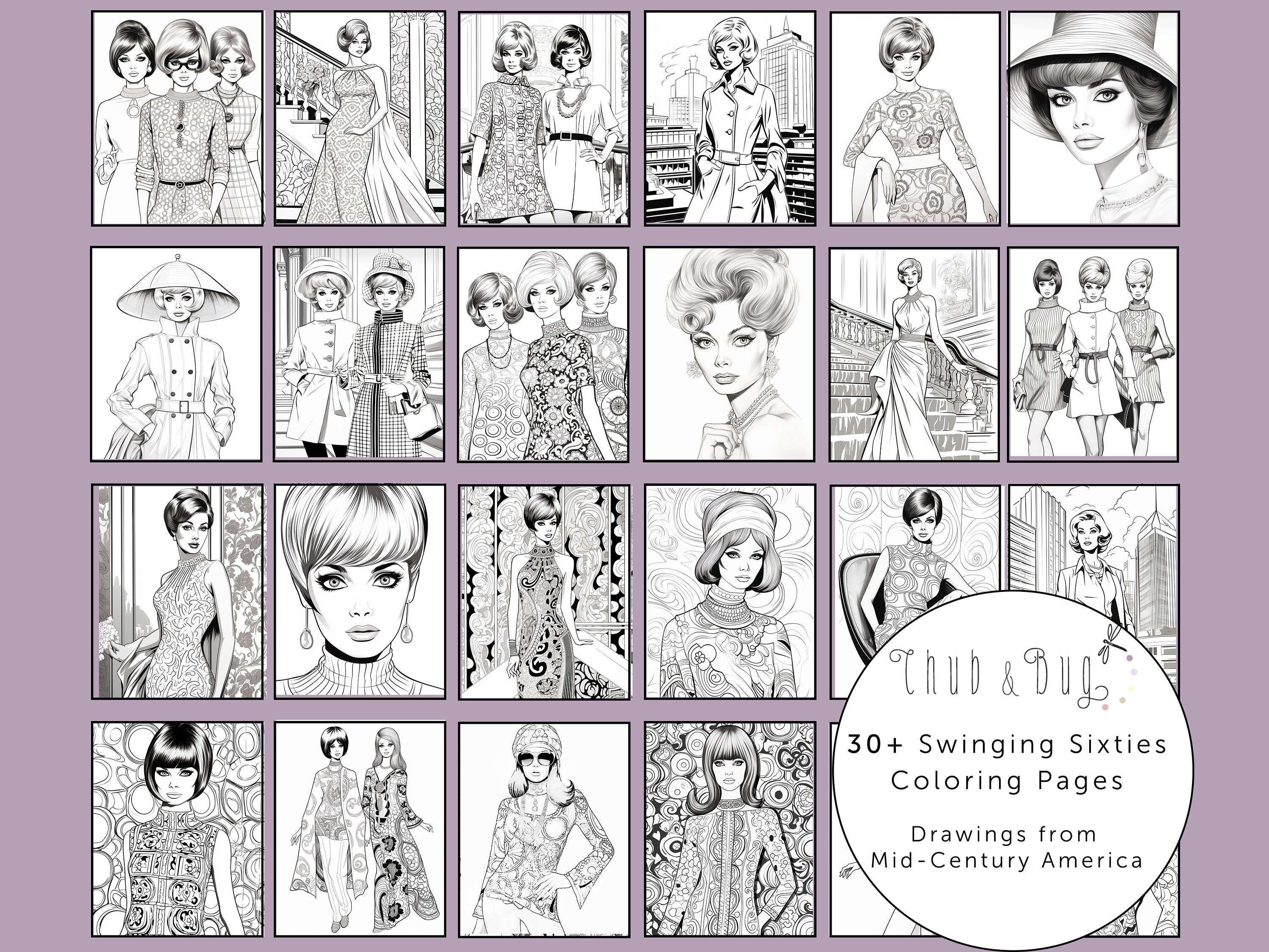 Swinging Sixties Fashion Coloring Kit Vintage Haute Couture - Etsy