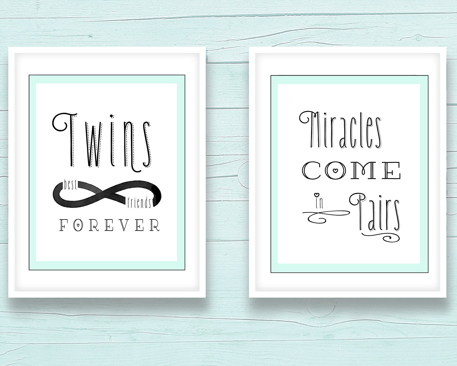 Cute Twin Sayings Twin Quote Print Set 8x10 Being A Twin Quotes Unisex Twin Art 16x20 Twins