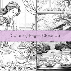 Mother's Day Tea Time Coloring Book - 40 Relaxing Tea Coloring Pages ...
