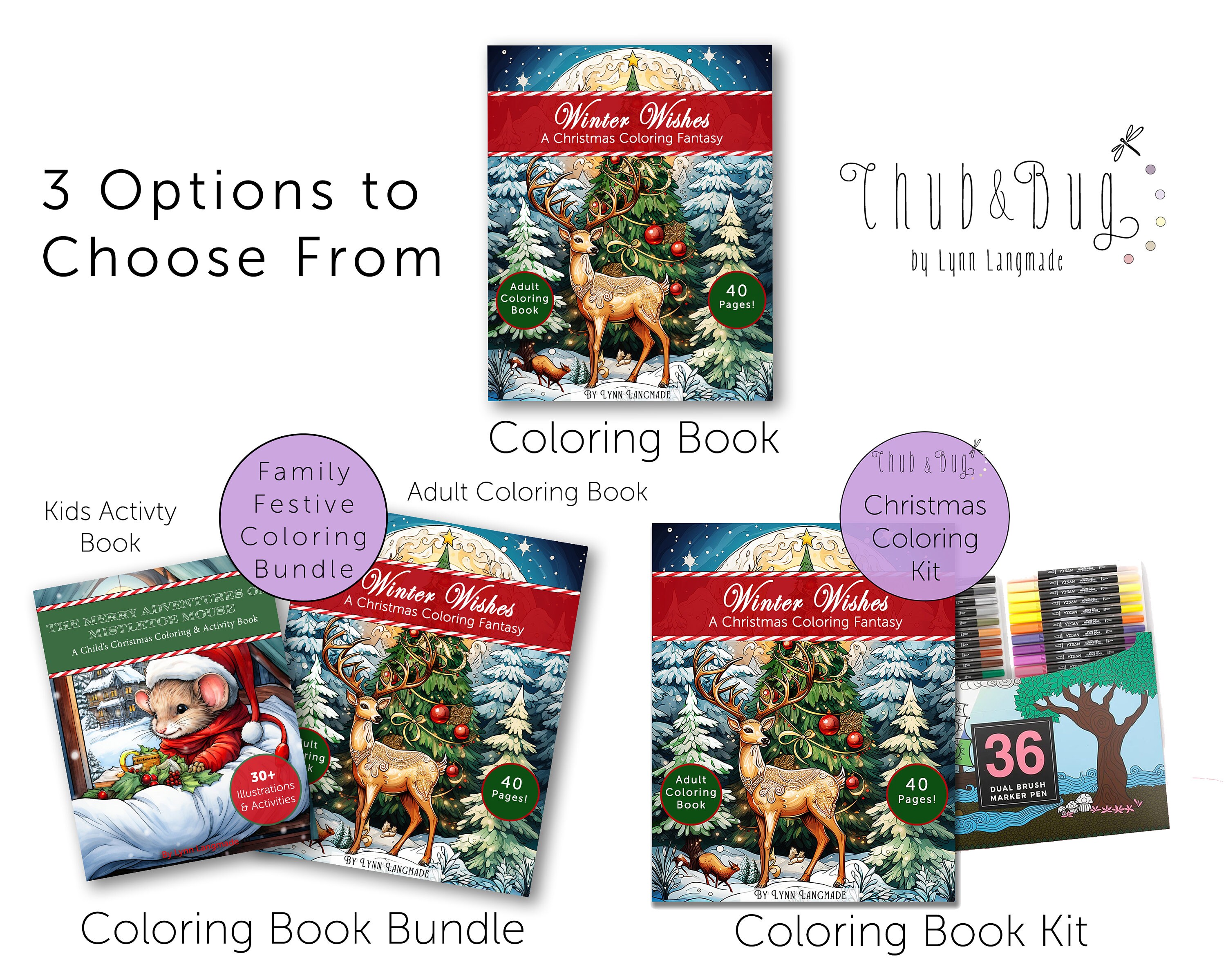 Adult Christmas Coloring Book 40 Festive Holiday Designs for Relaxation ...