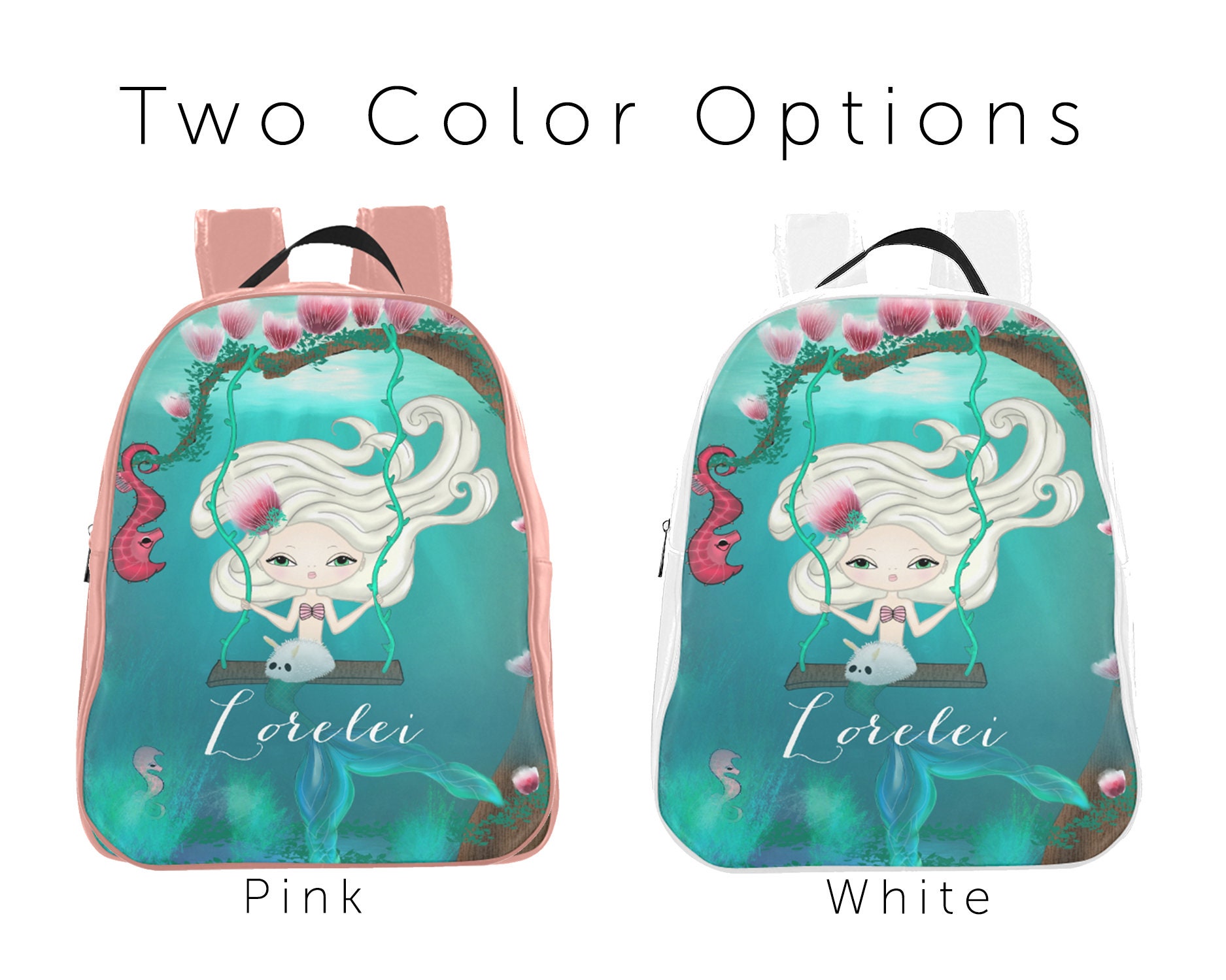 Mermaid Bookbag Personalized Backpacks for Girl Custom Kids - Etsy