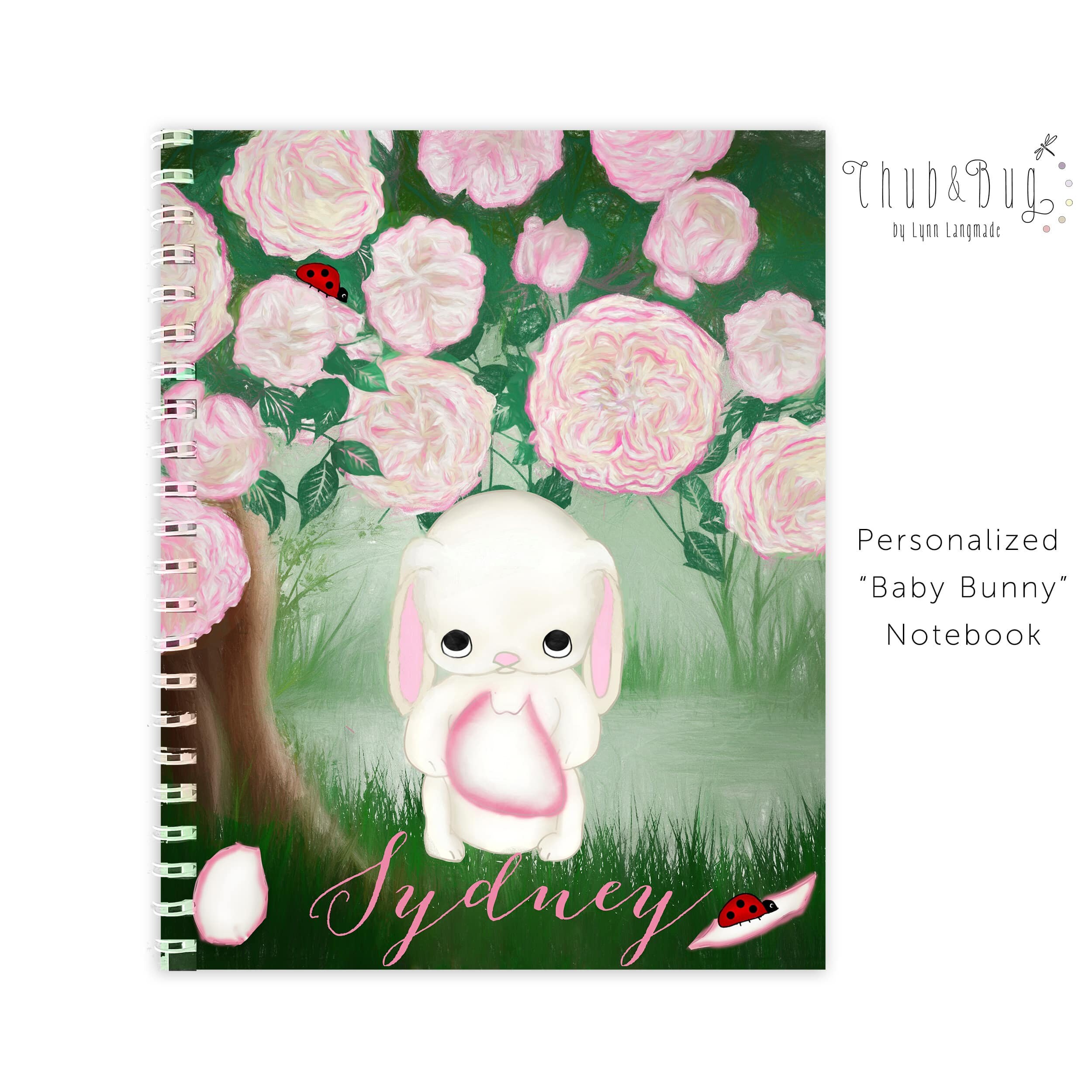 Baby Bunny Notebook Personalized Spiral Notebooks in Pink, Green and ...