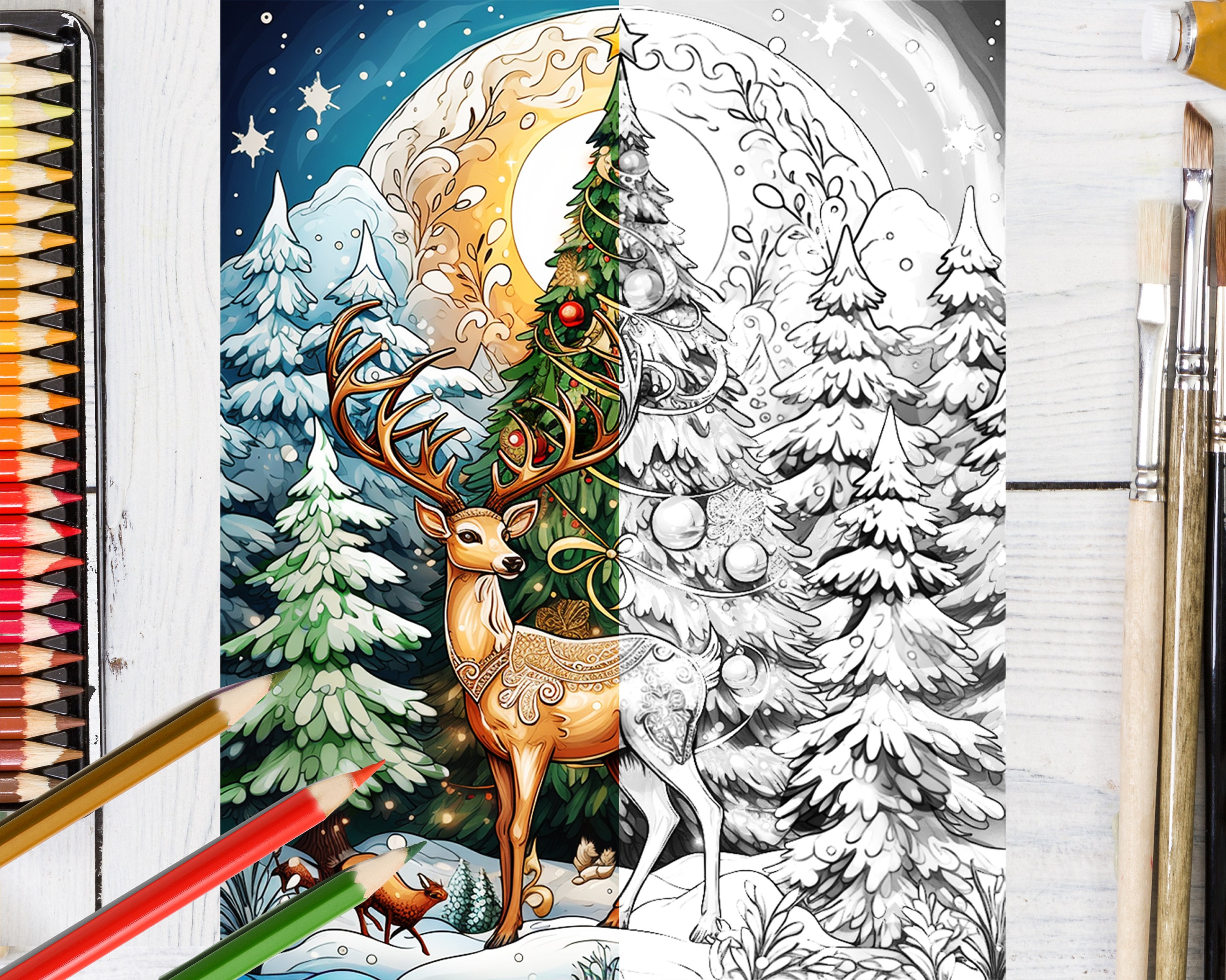 Adult Christmas Coloring Book 40 Festive Holiday Designs for Relaxation ...