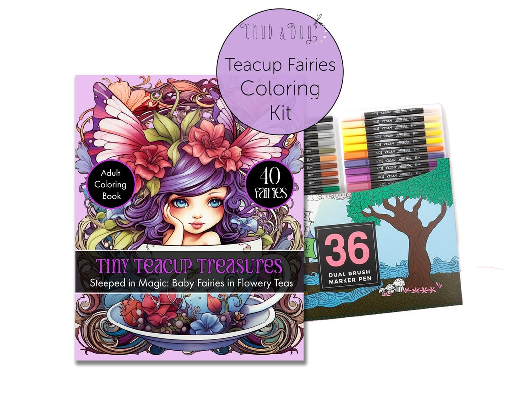 Teacup Fairy Coloring Kit - Baby Fairies in Flowery Teacup Designs ...