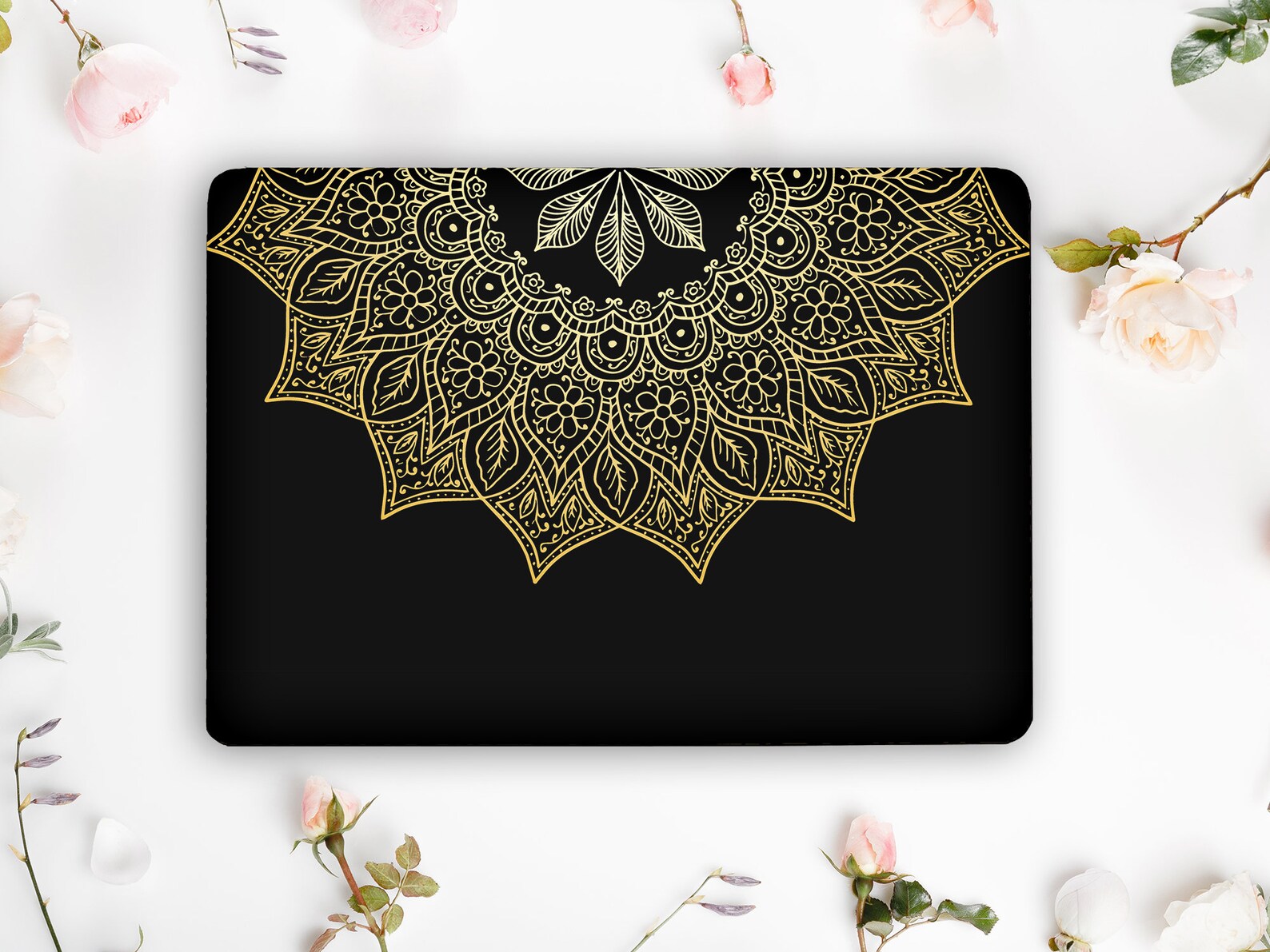 Metallic Gold Mandala Laptop Skin Moroccan Bohemian Notebook | Etsy