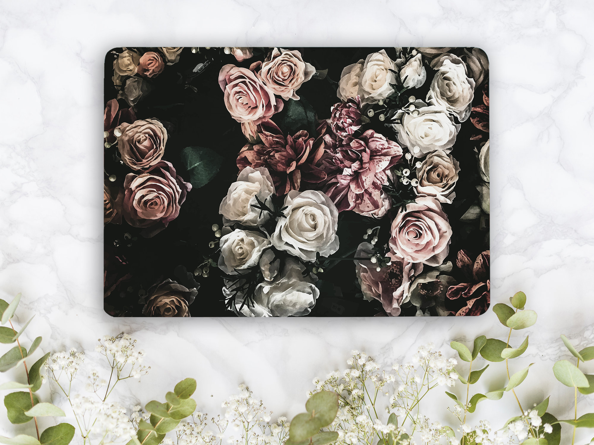 Watercolor Floral Peony Flower Laptop Skin Dark Rose Laptop - Etsy