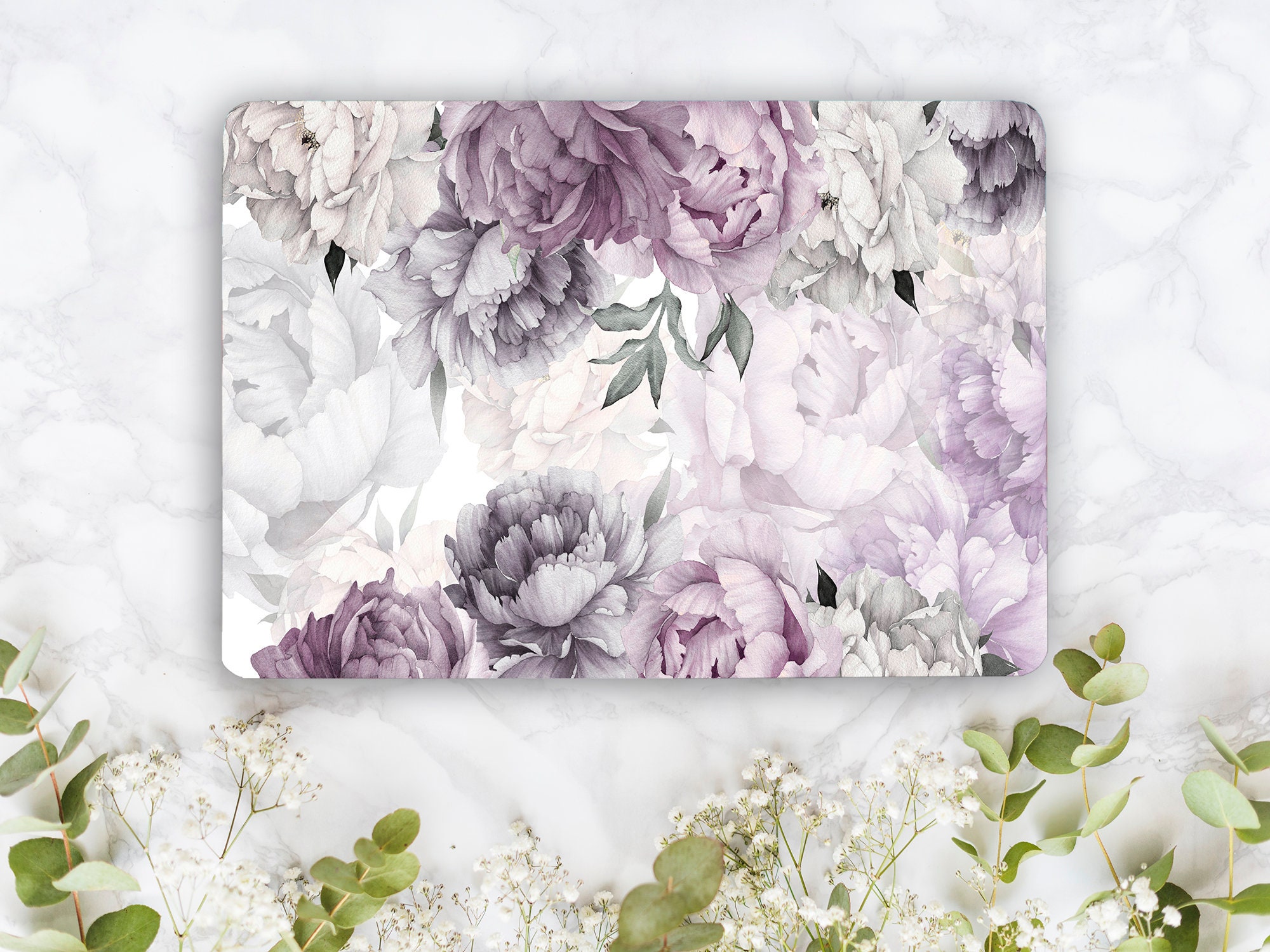 Personalize Lavender Laptop Skin for Girl Watercolor Peony Flower ...
