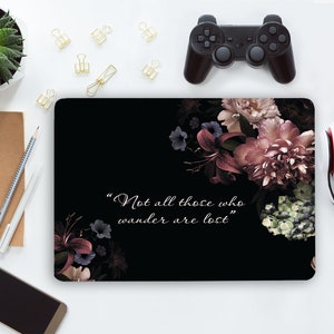 Personalised Laptop Skin for Teen Girl Gift, Dark Peony Flower Laptop ...