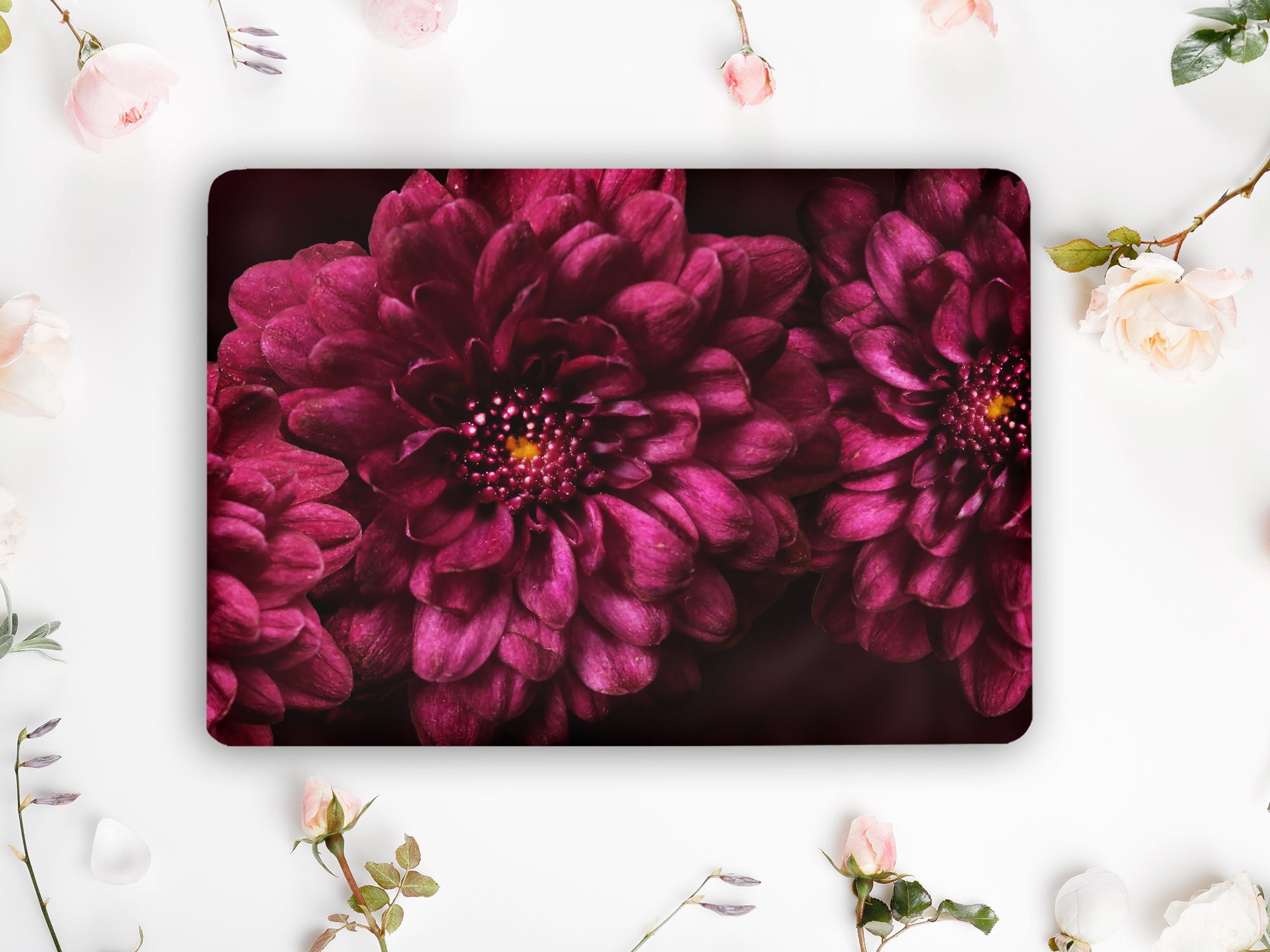 Dark Floral Laptop Skin Flower Aster Notebook Vinyl Decal Dell - Etsy