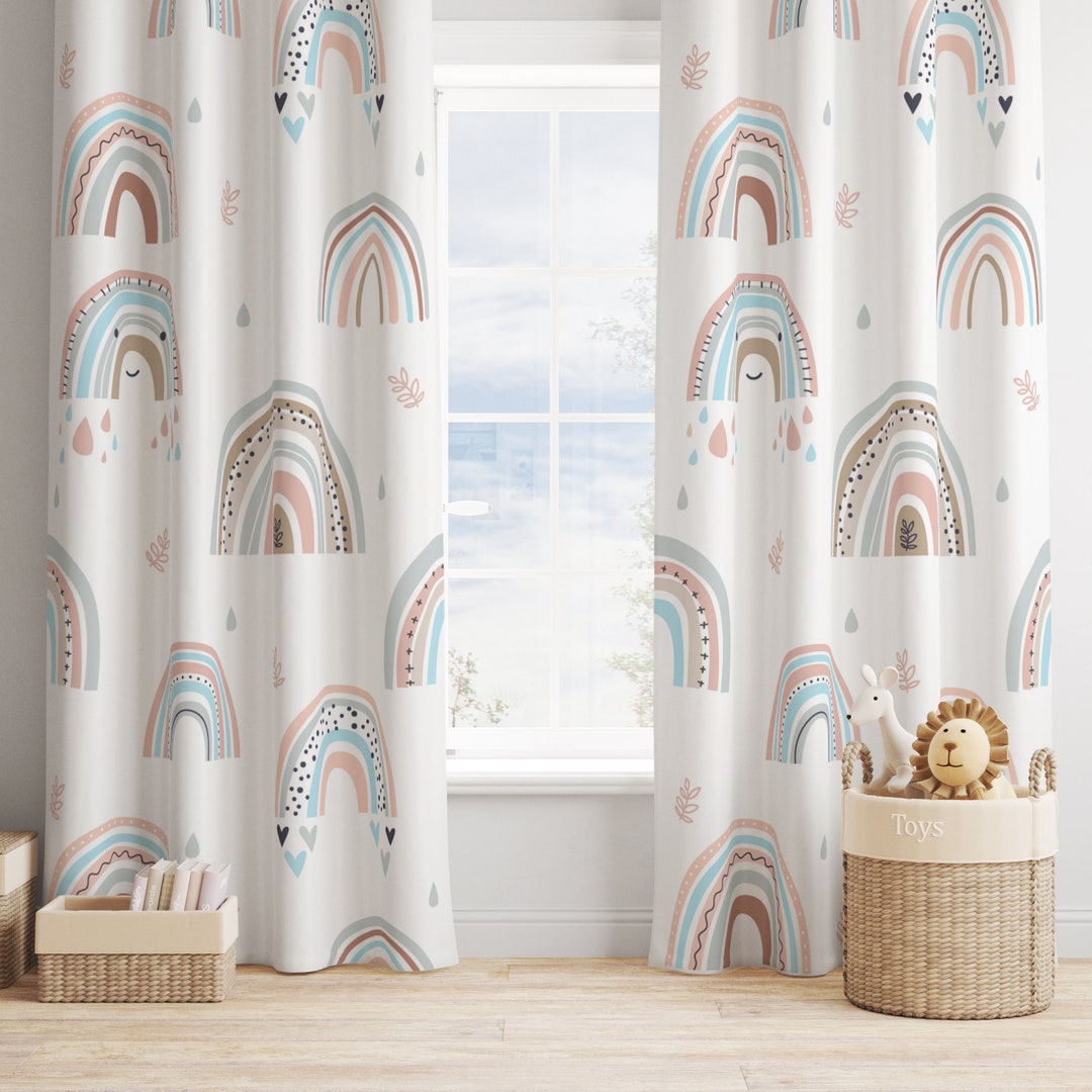 BOHO RAINBOW Curtains Girl Bedroom, UNICORN Theme Blackout Curtains ...