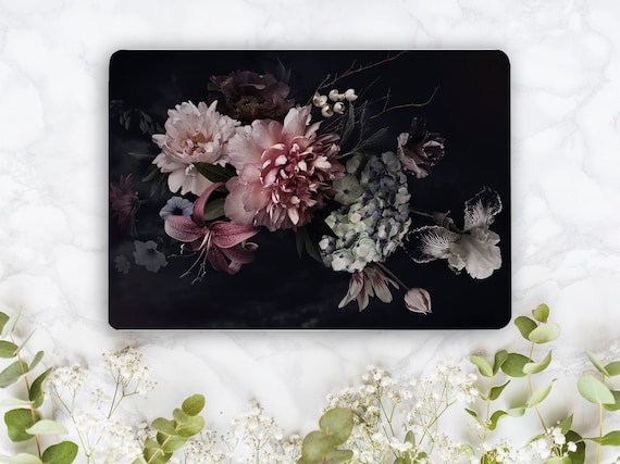 Dark Floral Laptop Skin Flower Aster Notebook Vinyl Decal Dell - Etsy