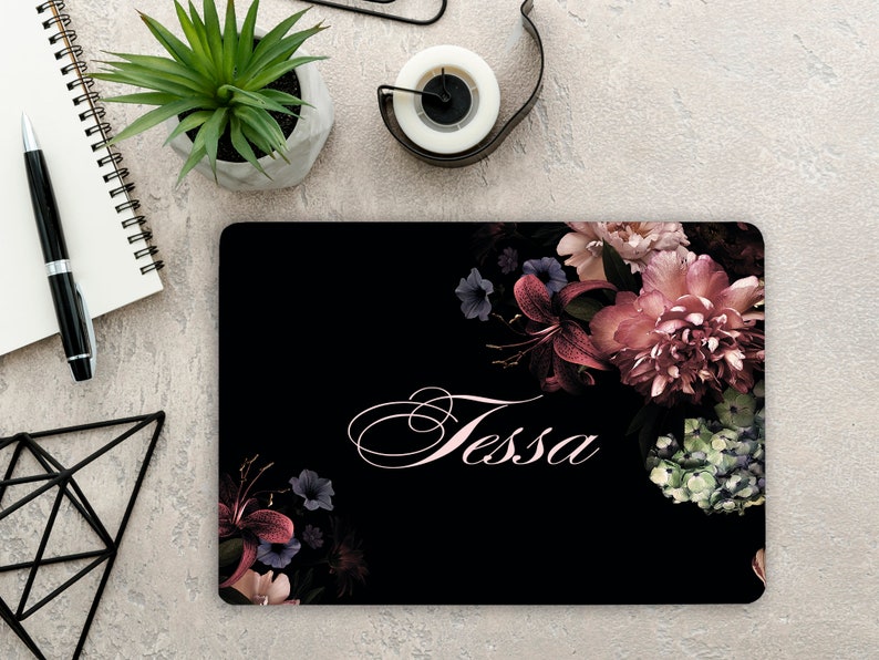 Personalised Laptop Skin for Teen Girl Gift Dark Peony Flower - Etsy