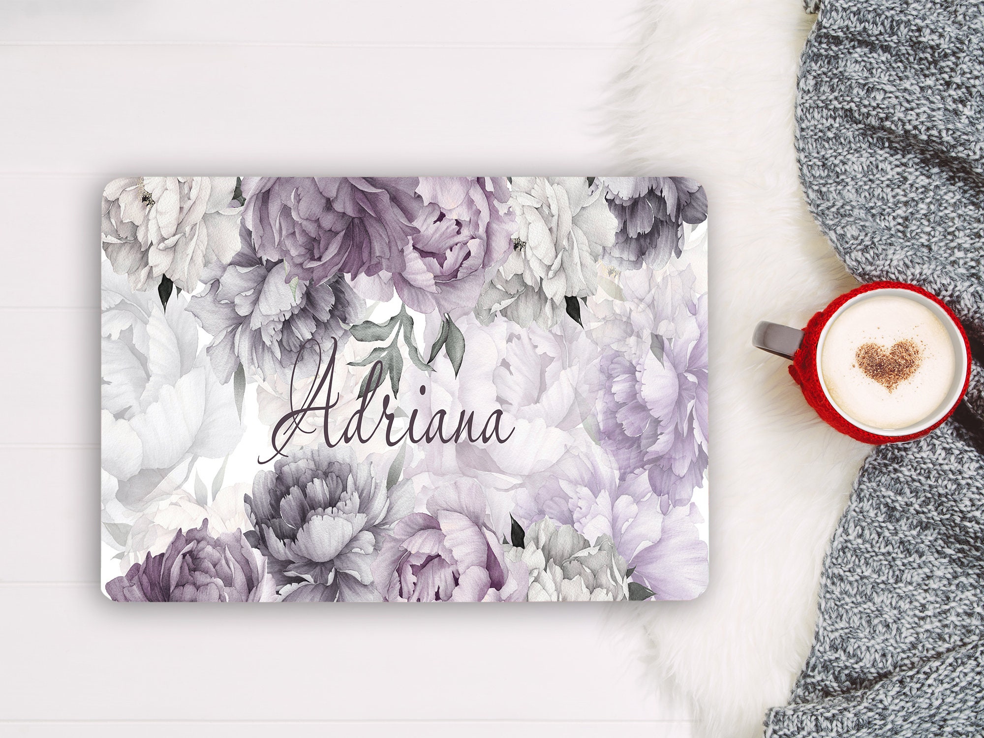 Personalize Lavender Laptop Skin for Girl Watercolor Peony Flower ...