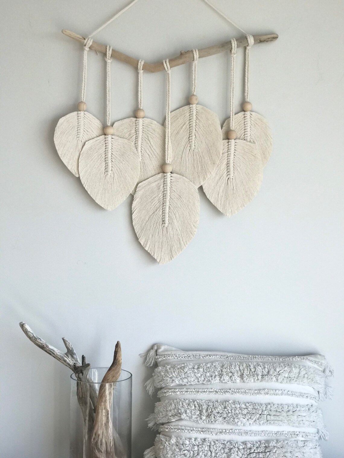 Boho Leaf Hanging With Beads - Etsy UK
