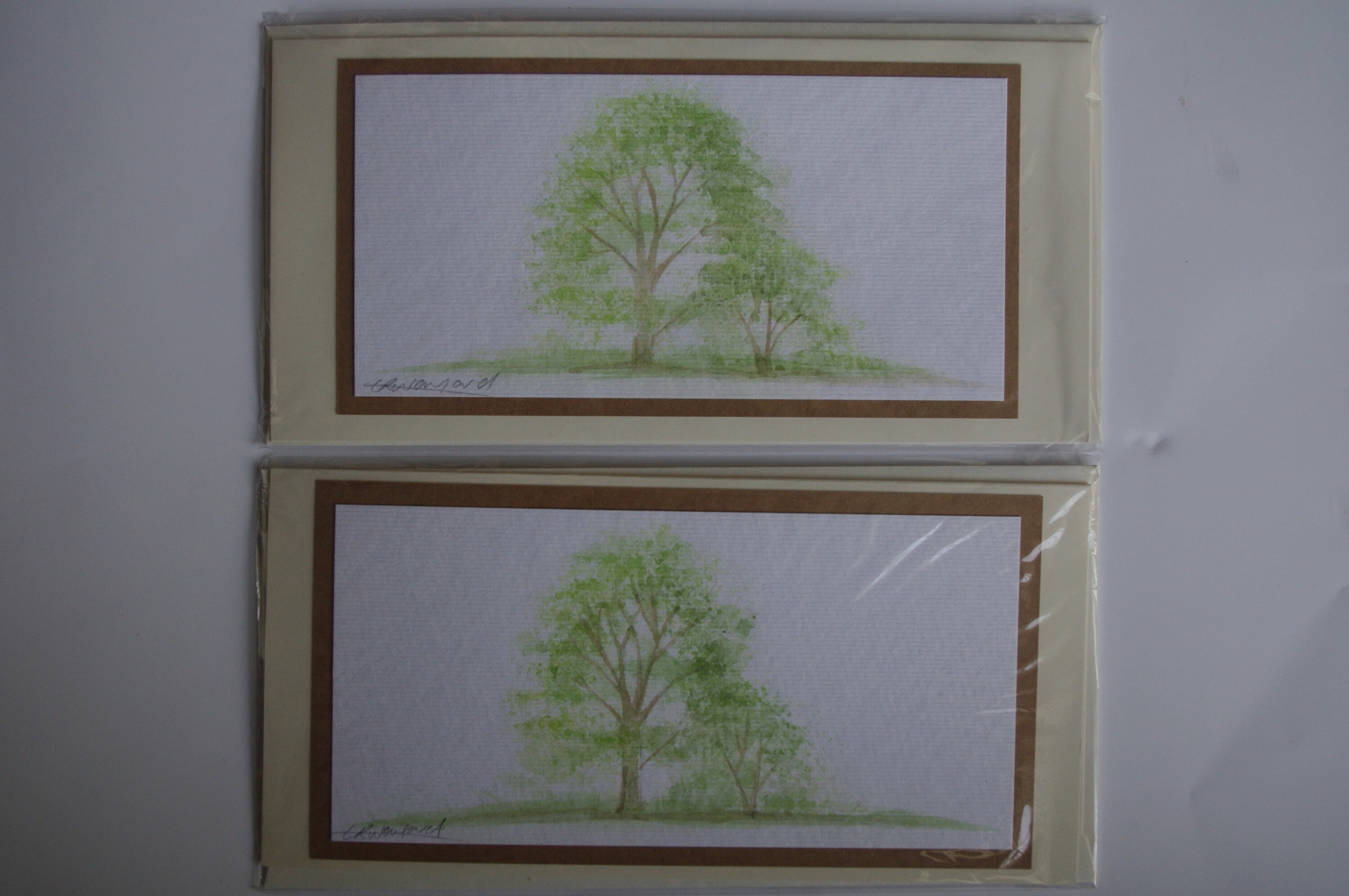 Original Watercolour Trees Card Pack of 2 - Etsy UK