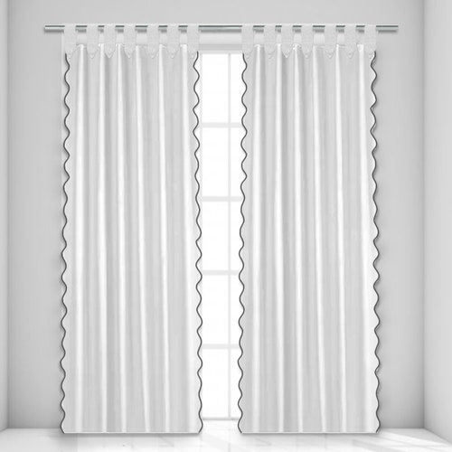 Scallop Border Cotton Curtain 1 Panel - Etsy