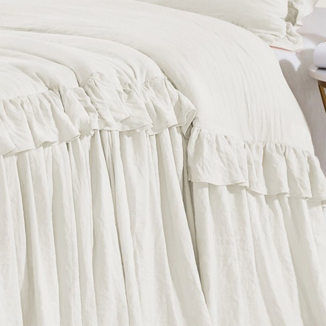 Dust Layered Ruffle Style Gathered Bedspread Set 100% Cotton - Etsy