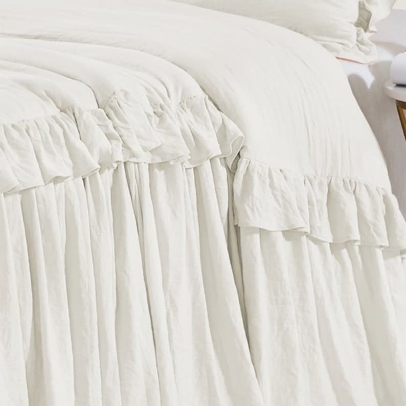 Dust Layered Ruffle Style Gathered Bedspread Set 100% Cotton - Etsy