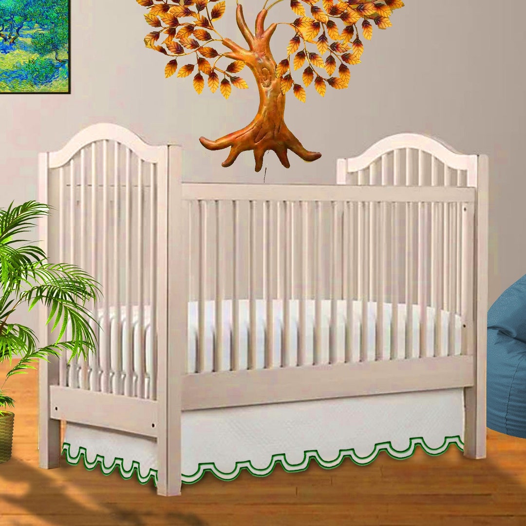 Crib U Shape Scalloped Skirt Tailored Style Baby Girl Boys Nursery ...