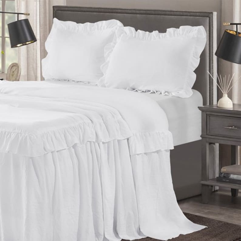 Dust Layered Ruffle Style Gathered Bedspread Set 100% Cotton - Etsy