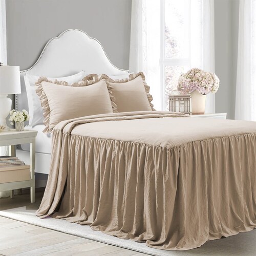 Dust Layered Ruffle Style Gathered Bedspread Set 100% Cotton - Etsy