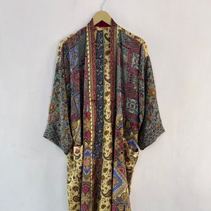 Woman Silk Kimono, Vintage Kimono Robe for Women, Boho Kimono Duster ...