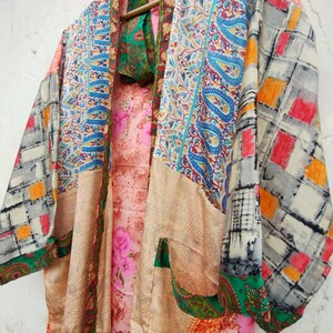 Traditional Indian Patchwork Silk Kimono Robe for Women - Etsy
