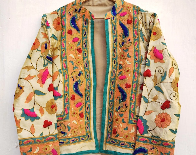 Indian Handmade Phulkari Embroidered Jacket Coat for Women - Etsy