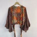 Indian Vintage Silk Tie Top, Wrap Top, Women Bell Sleeve Front Tie ...